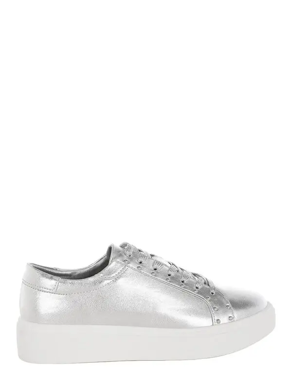 RAG & CO Cincinati Metallic Pleather Chunky Sneakers In By - Silver