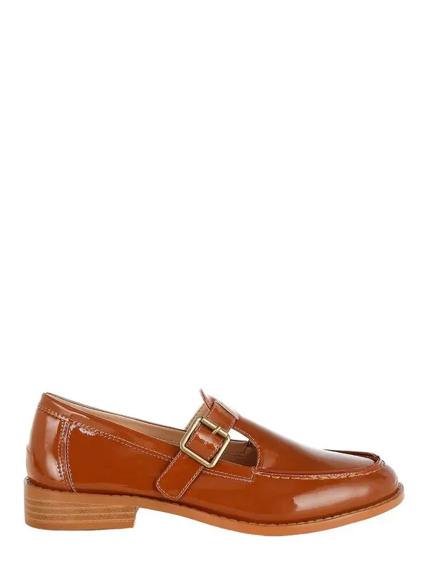 RAG & CO Swenson Patent Pleather Mary Jane Loafers - Brown