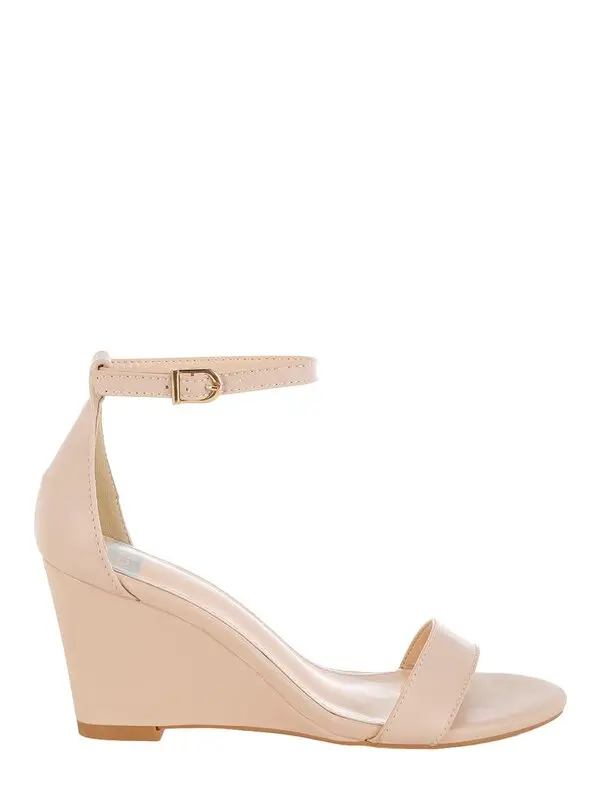 RAG & CO Neutrals Pobora Genuine Leather Slim Wedge Heel Sandals In Beige By - Beige/black
