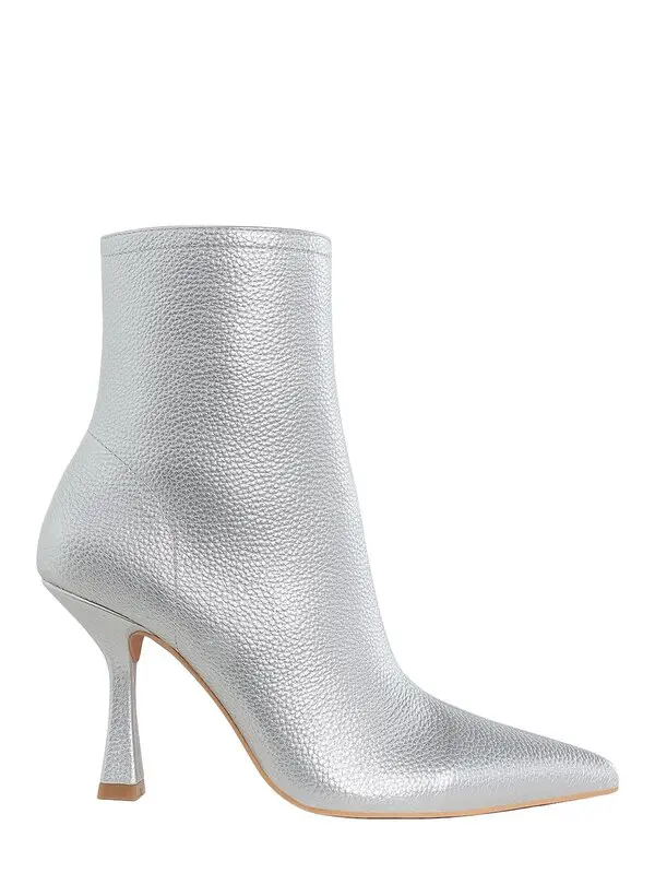 RAG & CO Tentia Metallic Pleather Spool Heel Boots In By - Silver