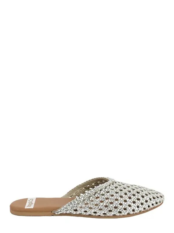 RAG & CO Wendigo Woven Real Leather Mules - Silver