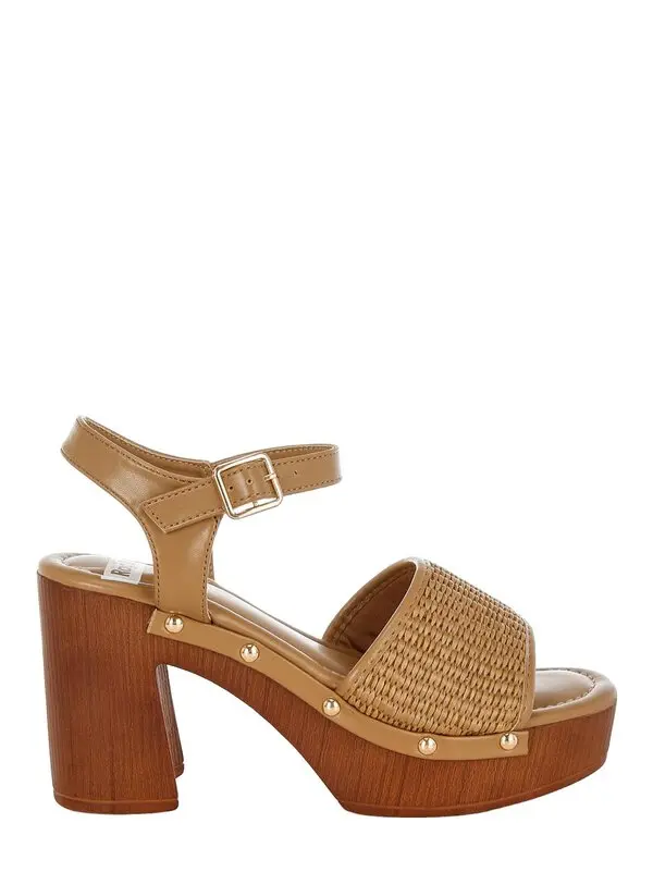 RAG & CO Mazaro Raffia Chunky Sandals In Natural By - Brown