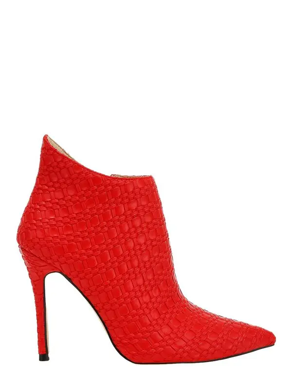 RAG & CO Lolita Woven Texture Stiletto Boot In By - Red