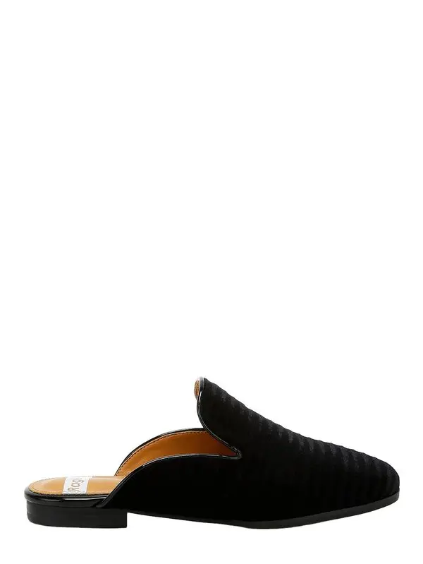 RAG & CO Ouzini Velvet Textured Slip On Mules In By - Black