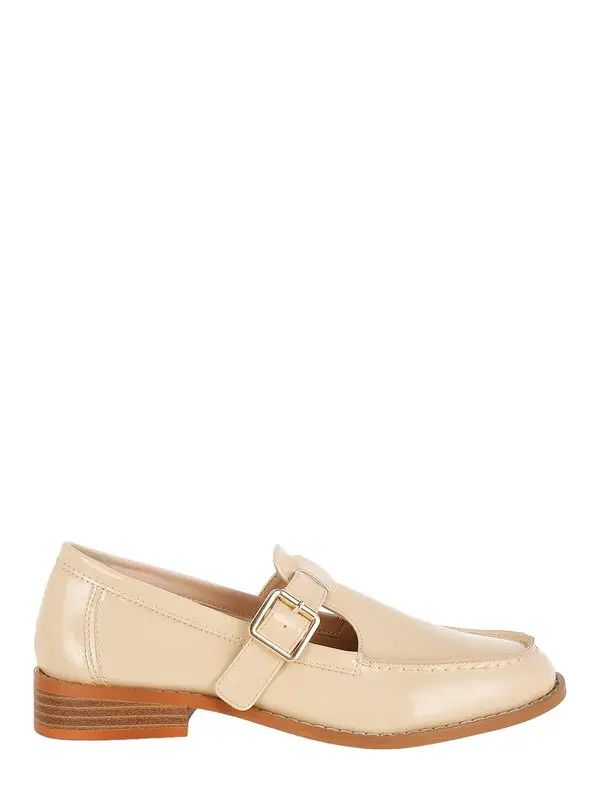 RAG & CO Neutrals Swenson Patent Pleather Mary Jane Loafers - Beige