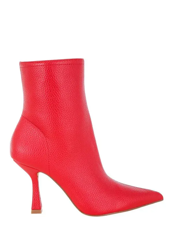 RAG & CO Farnak Pleather Spool Heel Boots In By - Red