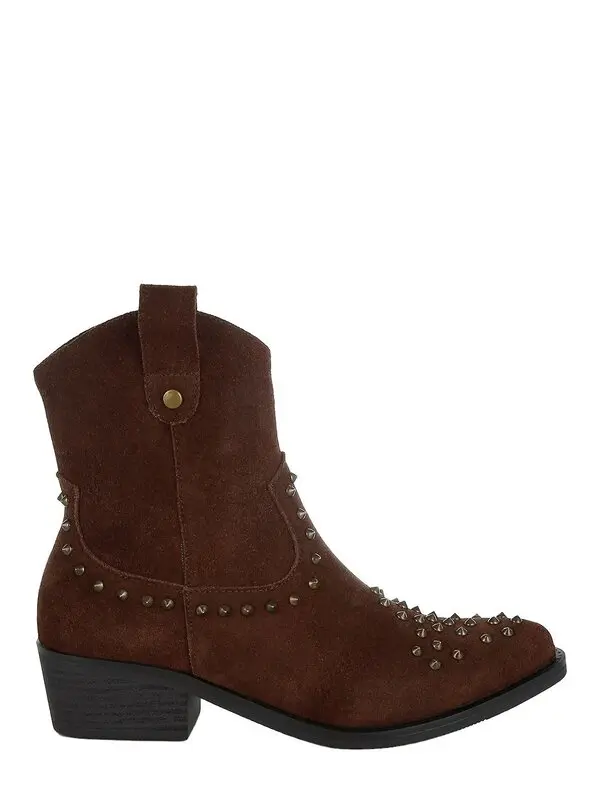 RAG & CO Hira Studs Embellished Cowboy Boots In By - Brown