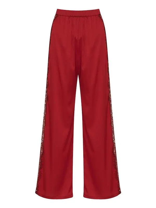 AVENUE 8 Silk Lace Pants - Red