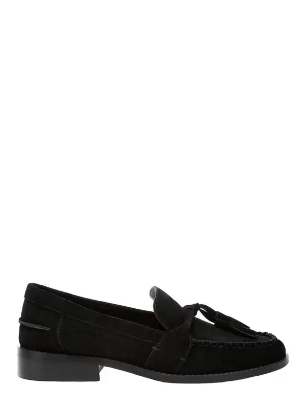 RAG & CO Rhone Tassels Detail Genuine Suede Loafers In By - Black