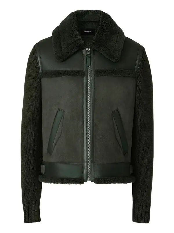 Mackage Torrian Suede Shearling Jacket - Evergreen