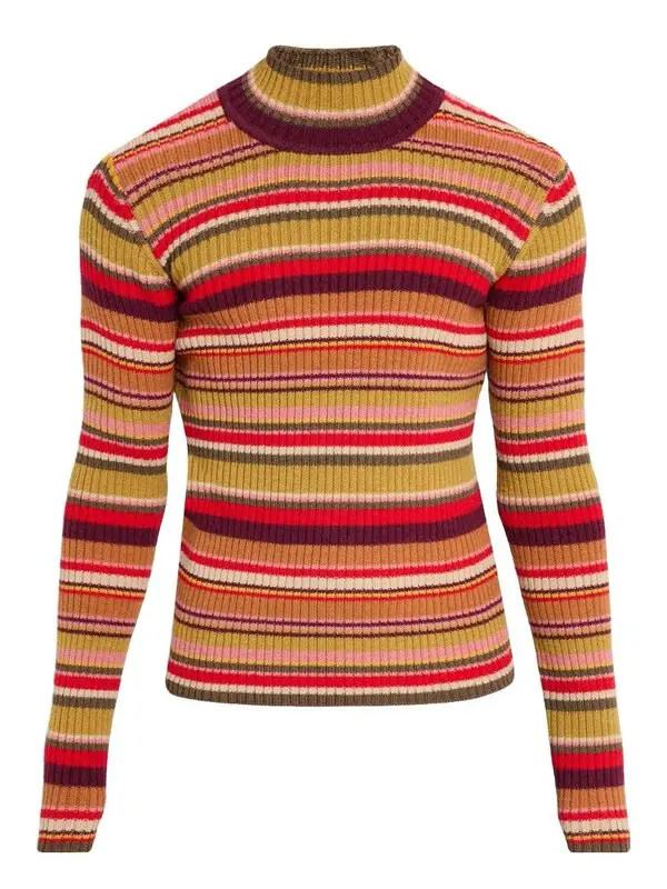 Dries Van Noten Multi-stripe Mock Neck Sweater - Red Multi