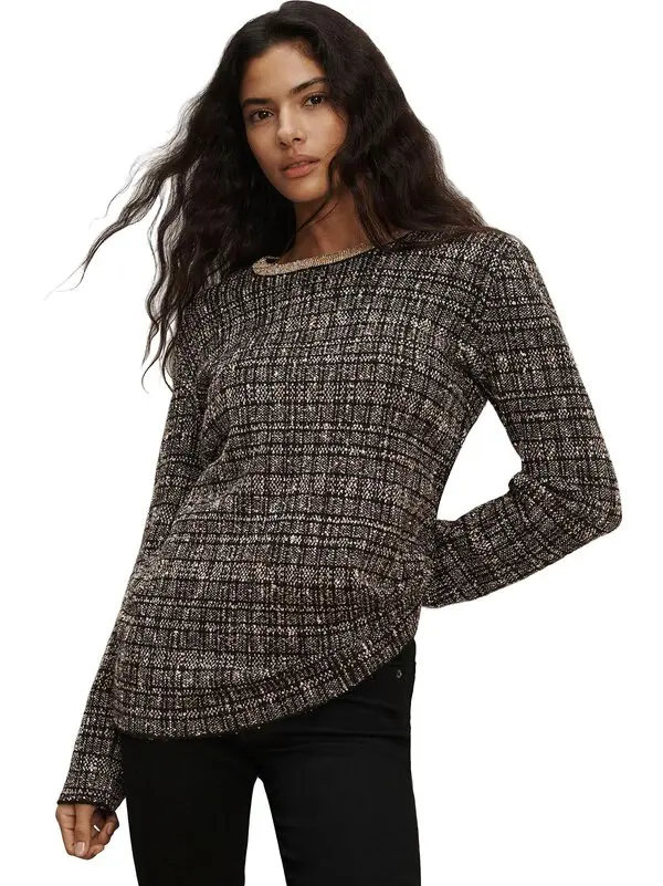 Veronica Beard Sarika Tweed Pullover - Black Multi