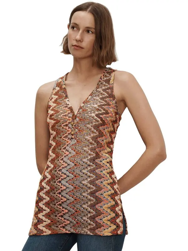 Veronica Beard Saxton Crochet Top - Ochre Multi