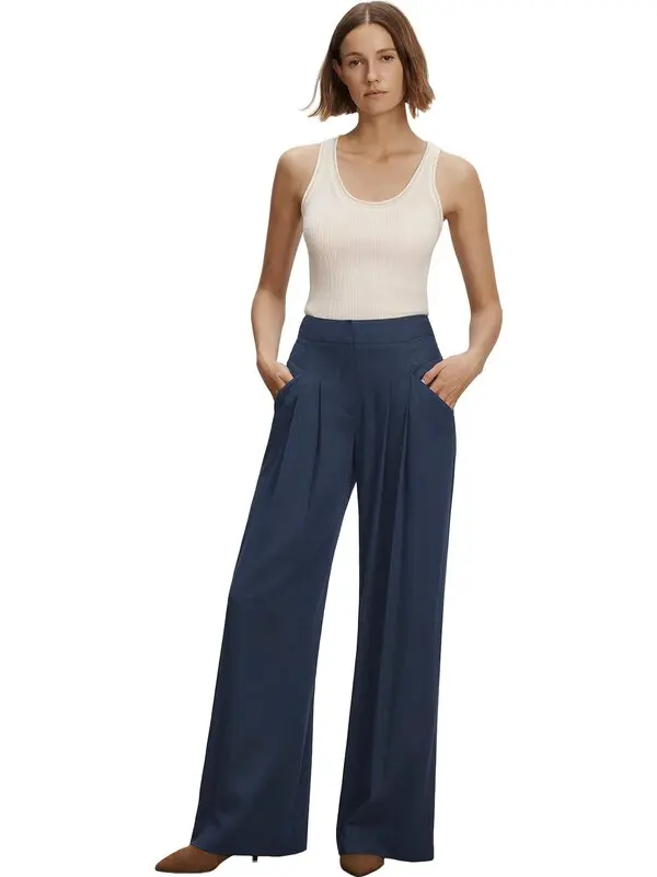 Veronica Beard Tyrell Wide-leg Pant - Navy Multi