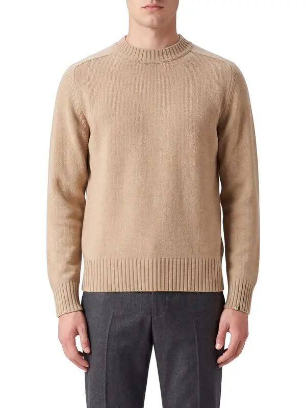 Extreme Cashmere Pure Cashmere Crewneck Sweater With Ribbed Trims - Beige