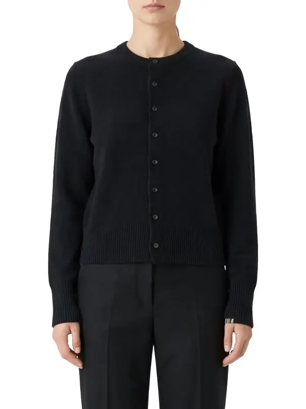 Extreme Cashmere Crewneck Button-up Cardigan In Pure Cashmere - Black