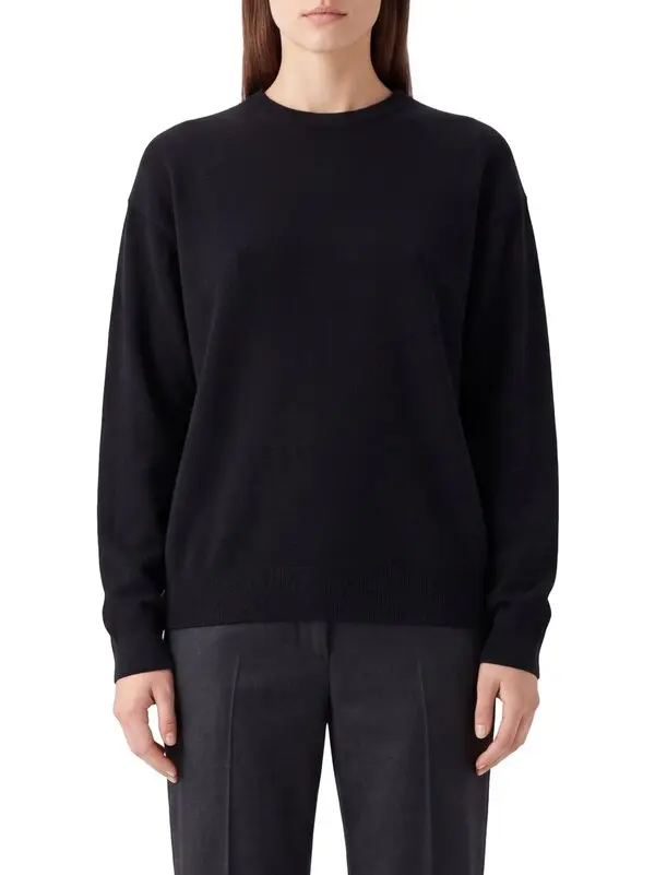 Extreme Cashmere Crewneck Pure Cashmere Jumper With Dropped Shoulders - Black
