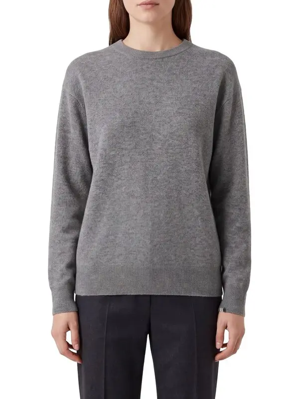 Extreme Cashmere Crewneck Pure Cashmere Jumper With Dropped Shoulders - Grey