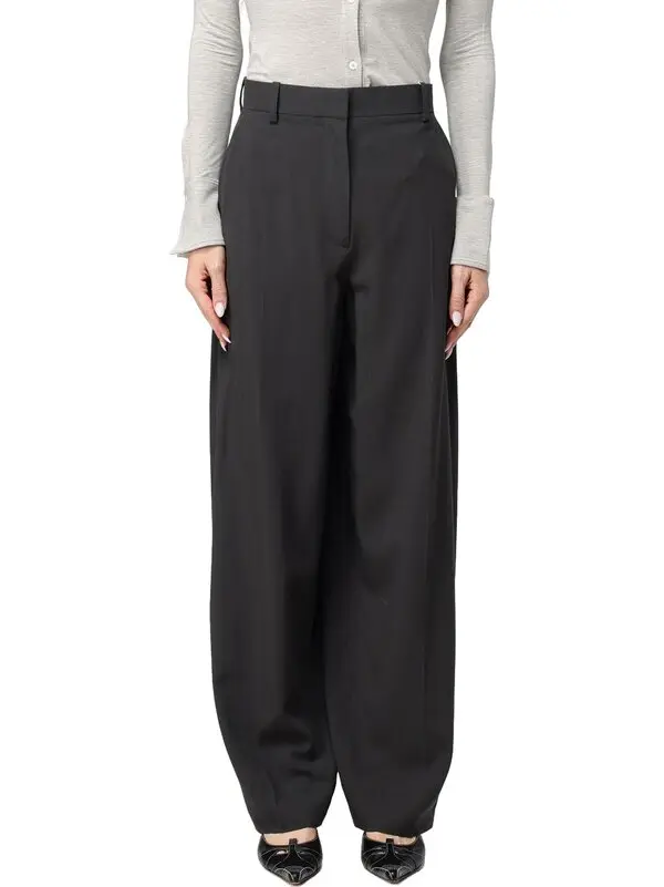 TOTEME High-waisted Wide Leg Wool Blend Tailored Trousers With Slant Pockets - Black
