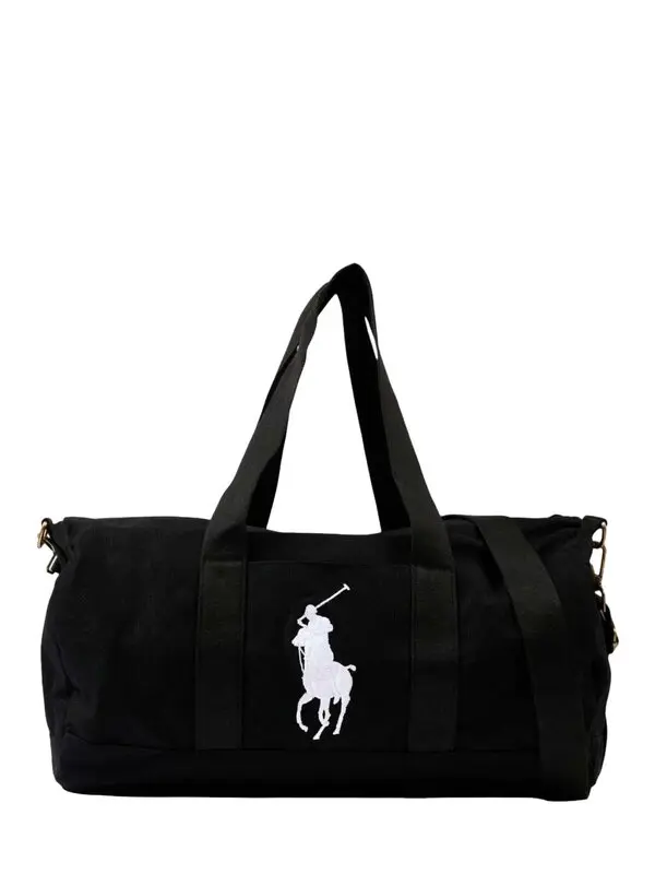 Polo Ralph Lauren Cotton Canvas Duffle Bag With Embroidered Pony Logo - Black