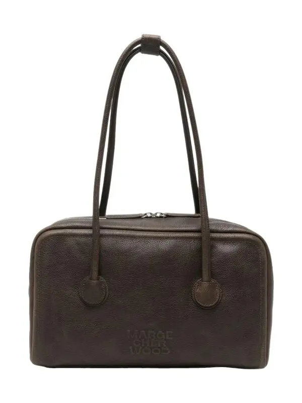 MARGESHERWOOD Boston Grained Calf Leather Shoulder Bag With Double Handle - Brown