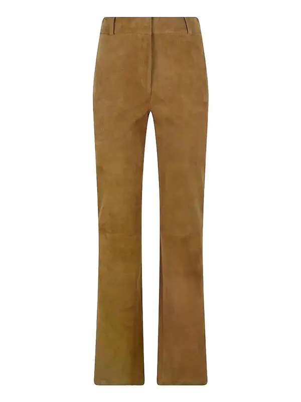ARMA Lucia Flared Suede Leather Trousers - Tobacco