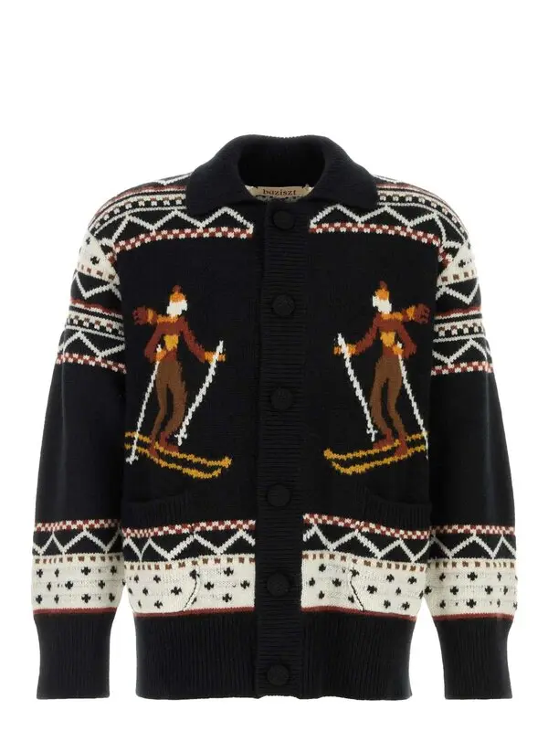 BAZISZT Embroidered Cashmere Cardigan - Printed
