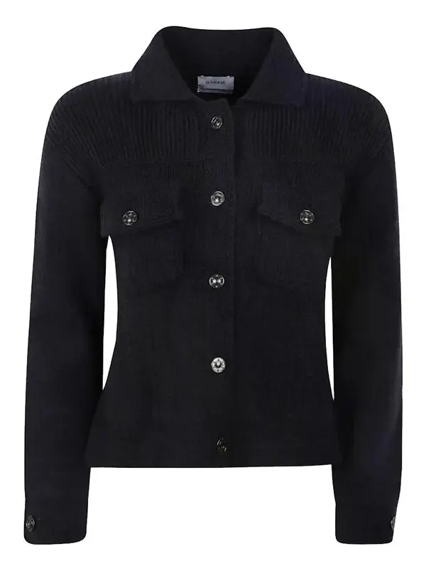 BARRIE Ribbed-knit Button-up Jacket - Blue