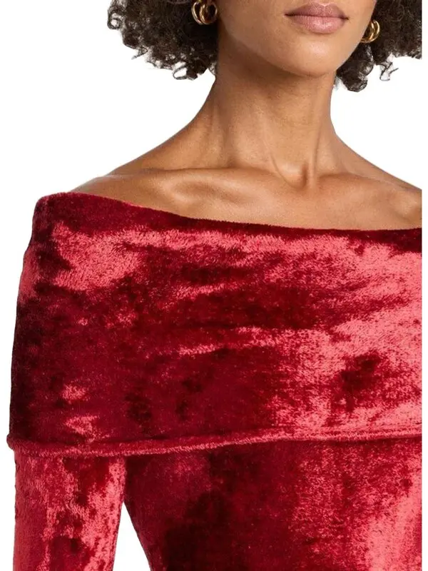 Lapointe Off-the-shoulder Velvet Top - Deep Red