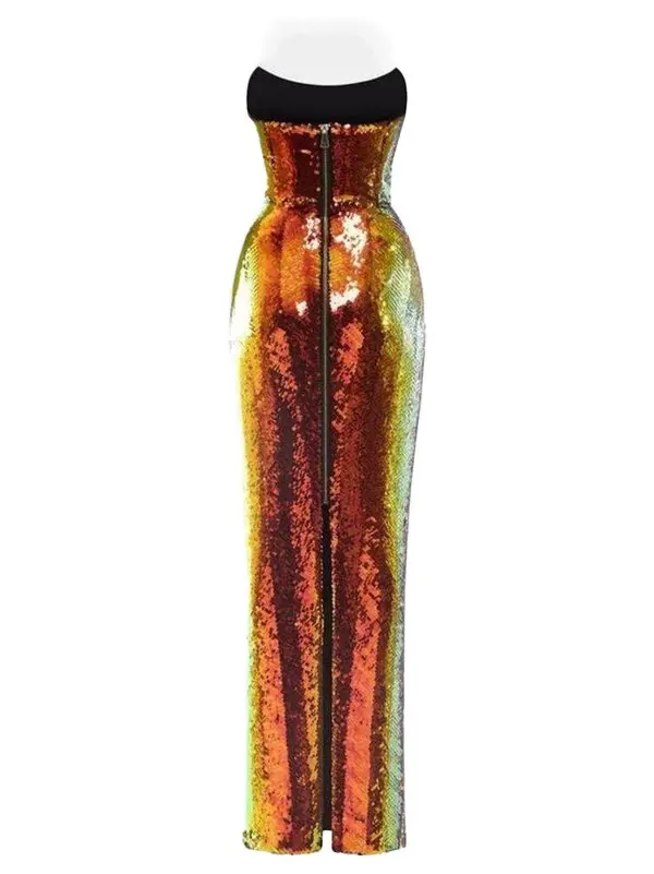 ZHIVAGO Mirage Strapless Sequin Column Gown - Sunset