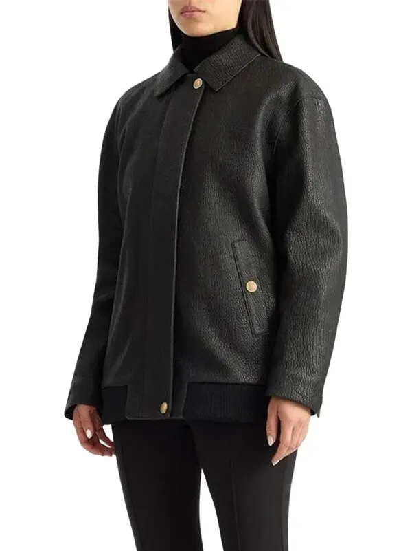 Mackage Rosemary-pb Pebble Leather Jacket - Black