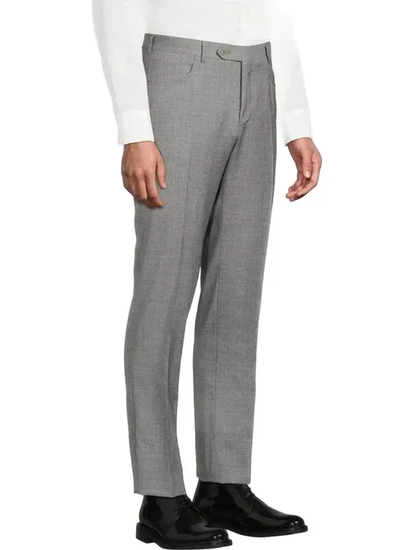 Canali Classic Solid Dress Trousers - Grey
