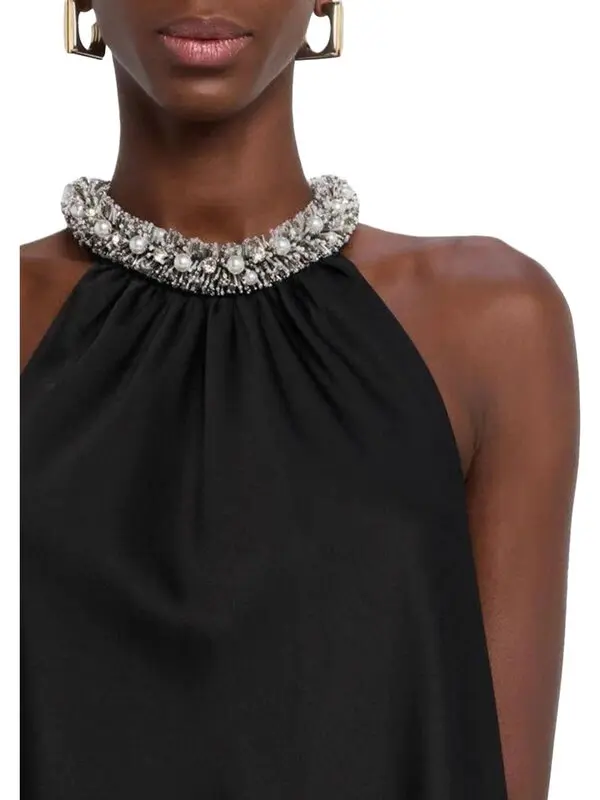 Simkhai Hadleigh Embellished Satin Mini Dress - Black