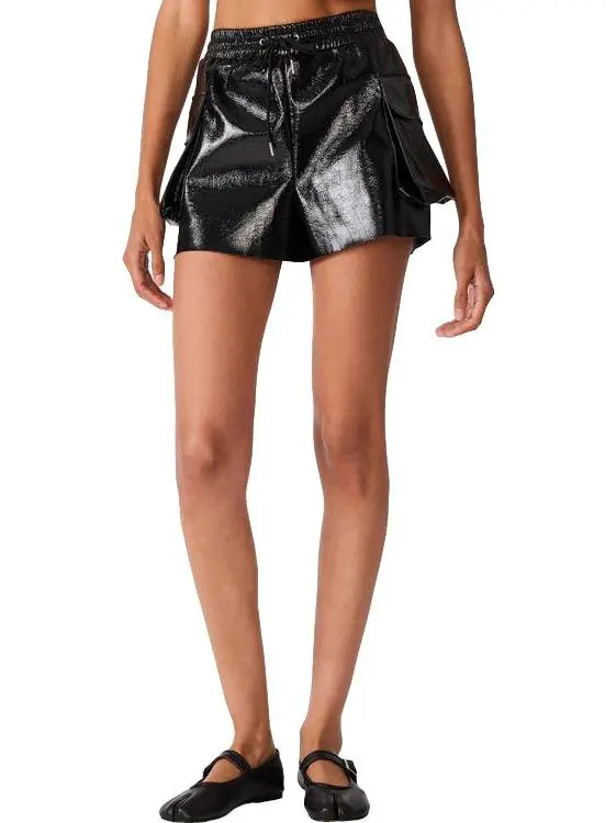 Steve Madden Raquel Faux Leather Shorts - Black