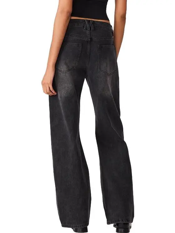 Steve Madden The Flat Iron High Waist Wide Leg Jeans - Washed Black