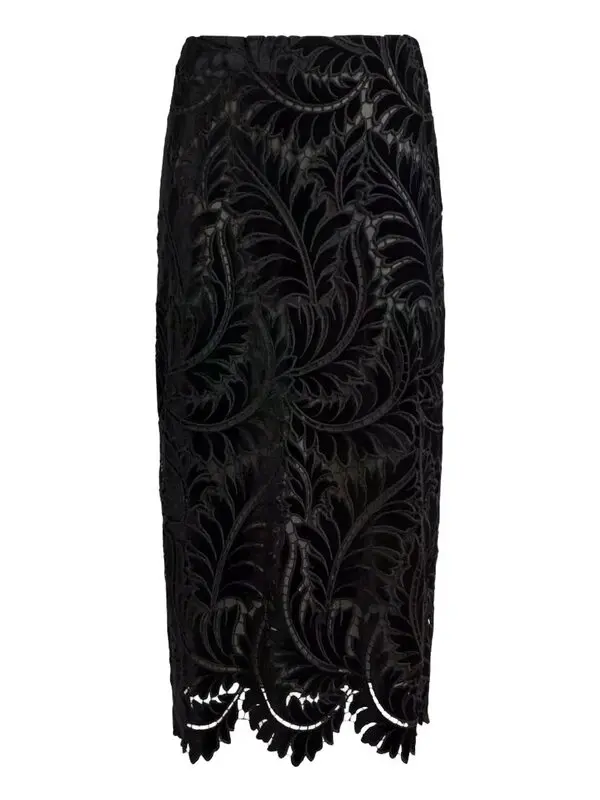 Etro Embroidered Cotton Velvet Midi Skirt - Black