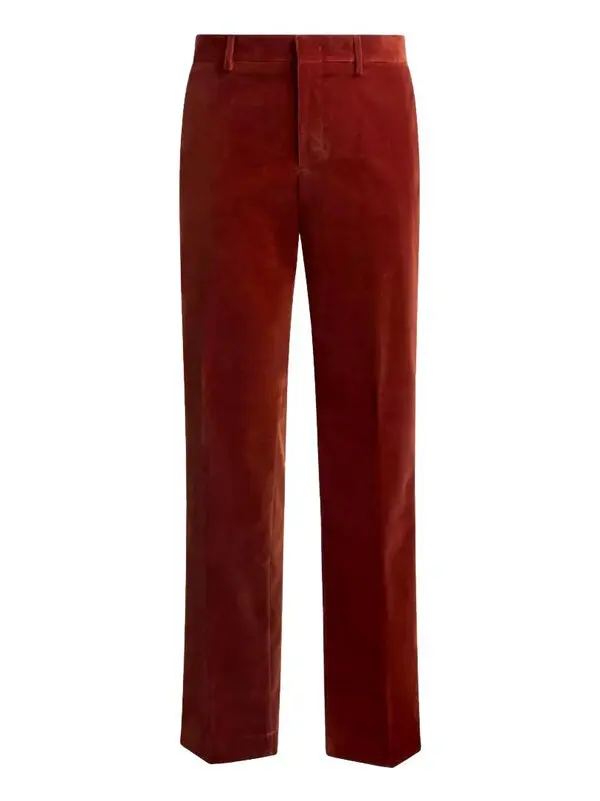 Etro Plain-coloured Straight-leg Cotton Velvet Trousers - Red