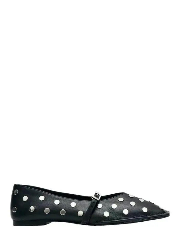 ALOHAS Studded Leather Ballet Flats - Black