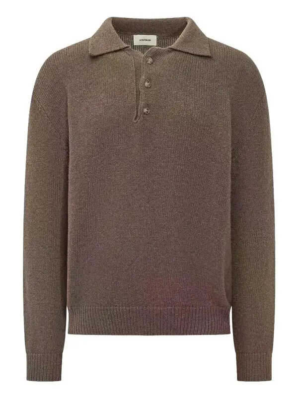 A PAPER KID Knitted Polo Shirt - Taupe