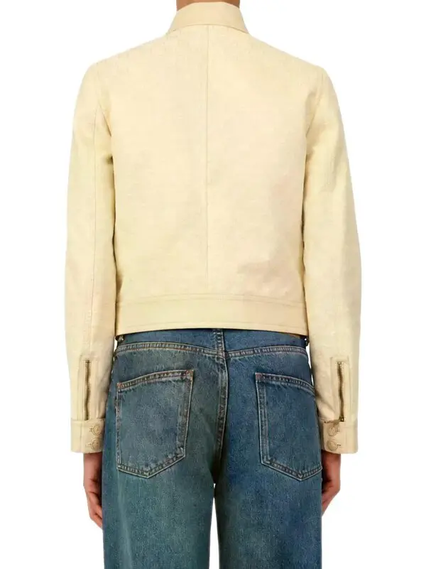 Gucci Gg Monogram Leather-trim Jacket - Neutrals