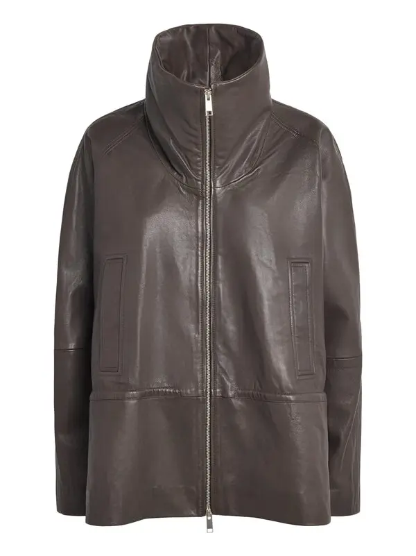 HERSKIND Oversized Oscar Leather Jacket - Brown