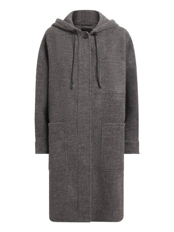 Max Mara Llama Wool Hooded Coat - Grey