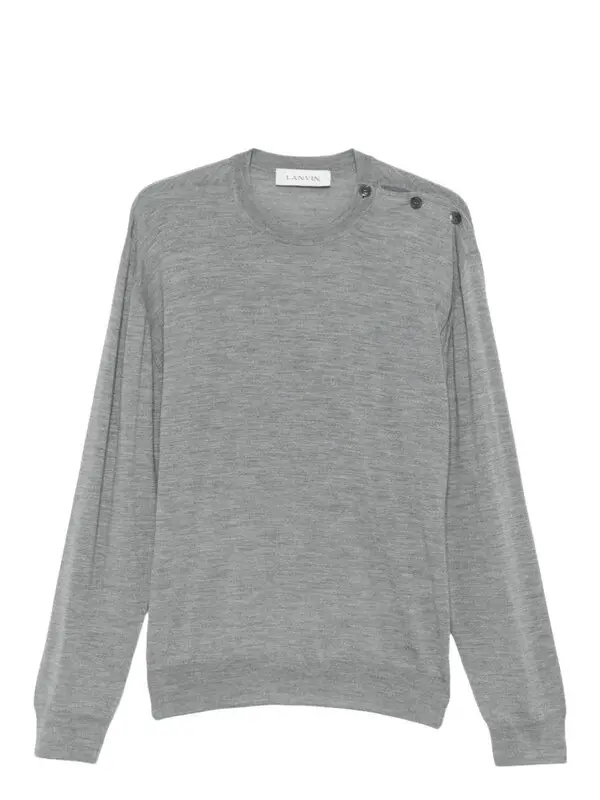 LANVIN Ribbed Crew-neck Knit Top - Gray
