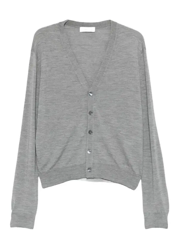 LANVIN V-neck Long-sleeve Knit Top - Gray