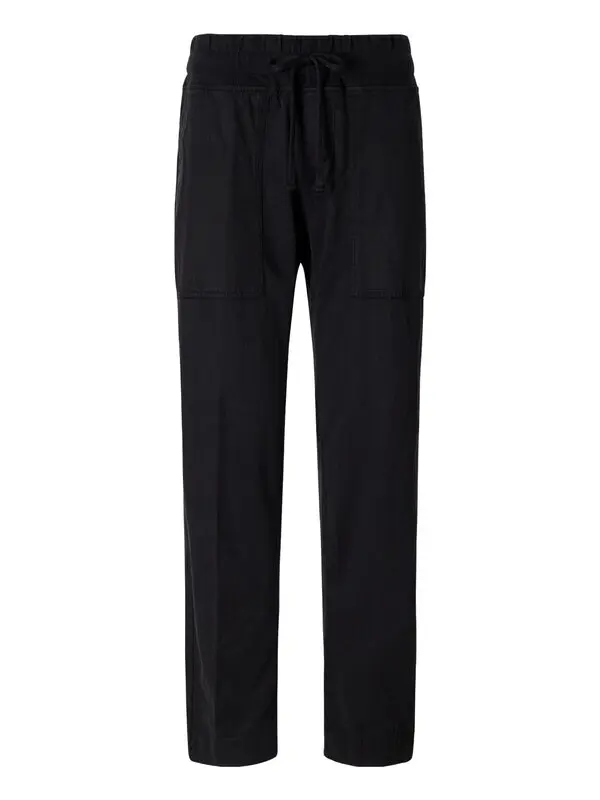 JAMES PERSE Rib-trimmed Cotton-twill Tapered Pants - Black