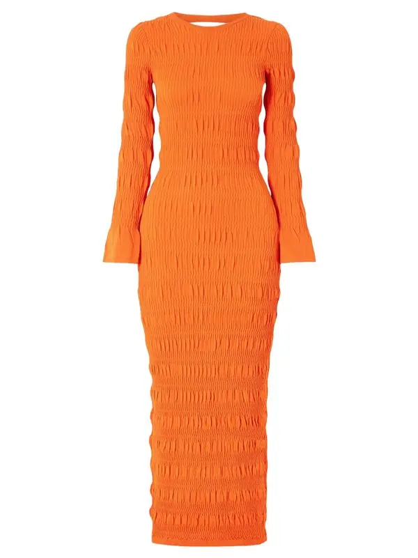 Tove Gathered Stretch Midi Dress - Red