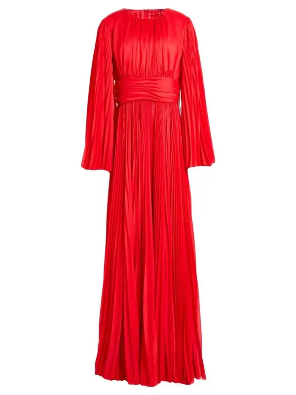 Dolce & Gabbana Solid-color Long-sleeved Chiffon Dress - Red
