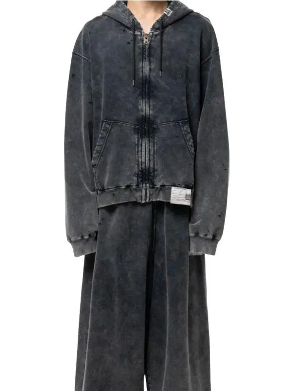 Mihara Yasuhiro Bleached Zip-up Hoodie - Black