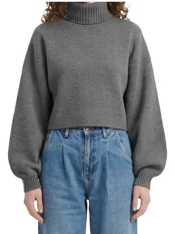 THE FRANKIE SHOP High-neck Cropped Sweater - Gray