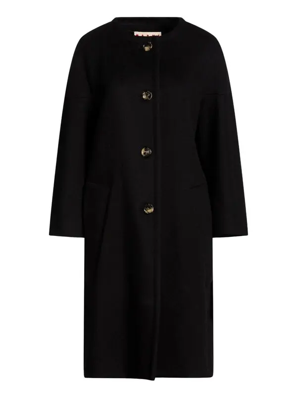 Marni Single-breasted Long-sleeved Overcoat - Black